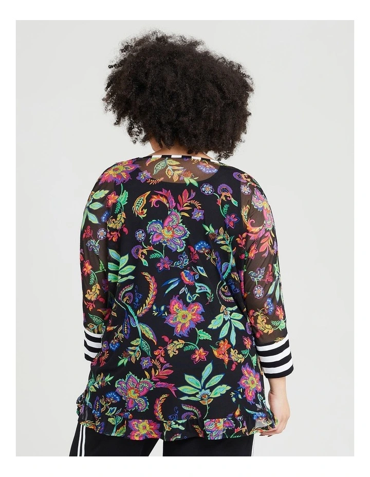 Taking Shape Mesh Floral Days Top in Multi | MYER