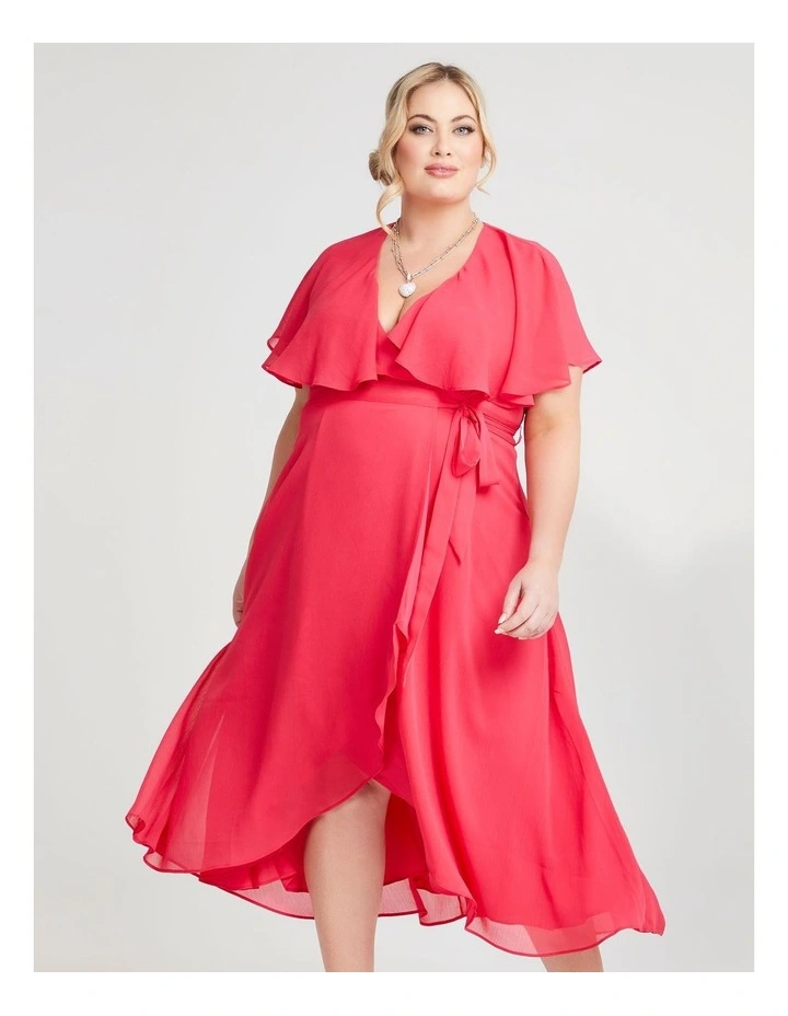 Taking Shape Livia Chiffon Wrap Maxi Dress Raspberry Sorbet | MYER