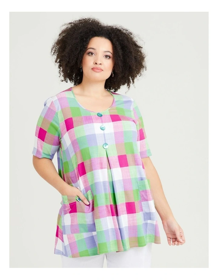 Taking Shape Check Button Natural Tunic Check | MYER