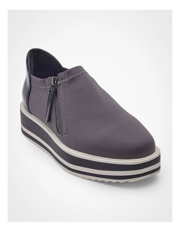 Taking Shape Striped Wedge Side Zip Shoe Grey | MYER
