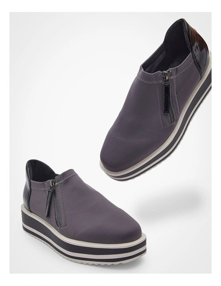 Taking Shape Striped Wedge Side Zip Shoe Grey | MYER