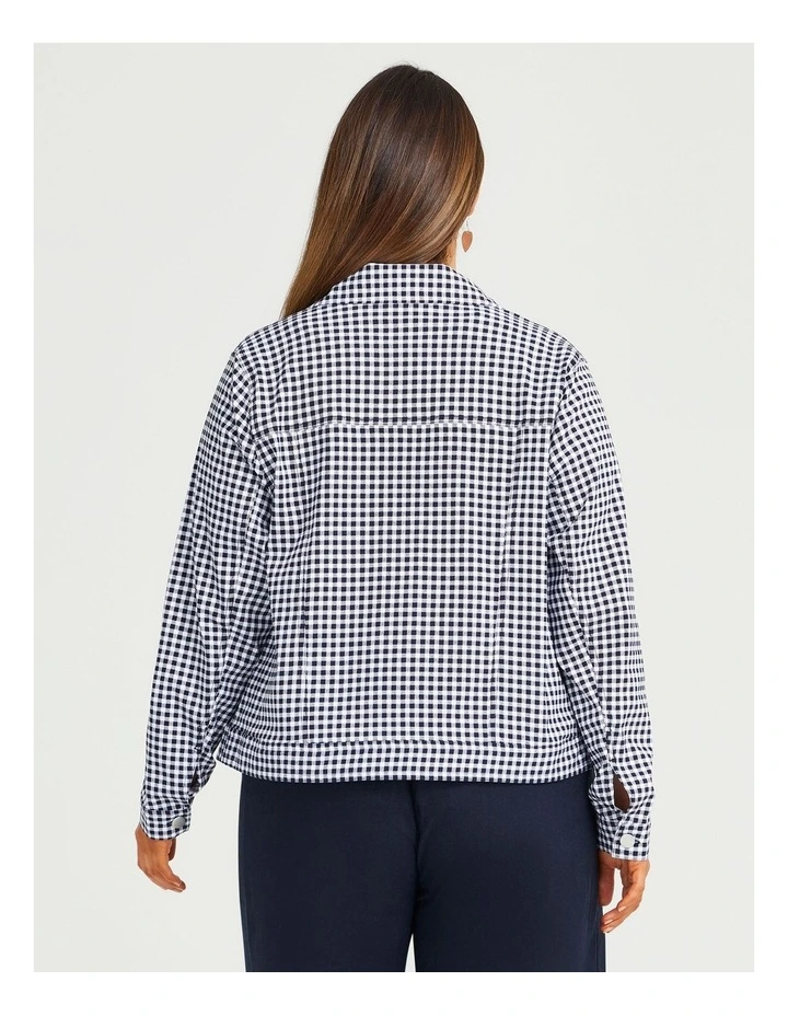 Taking Shape Natural Stretch Gingham Jacket Navy/white | MYER