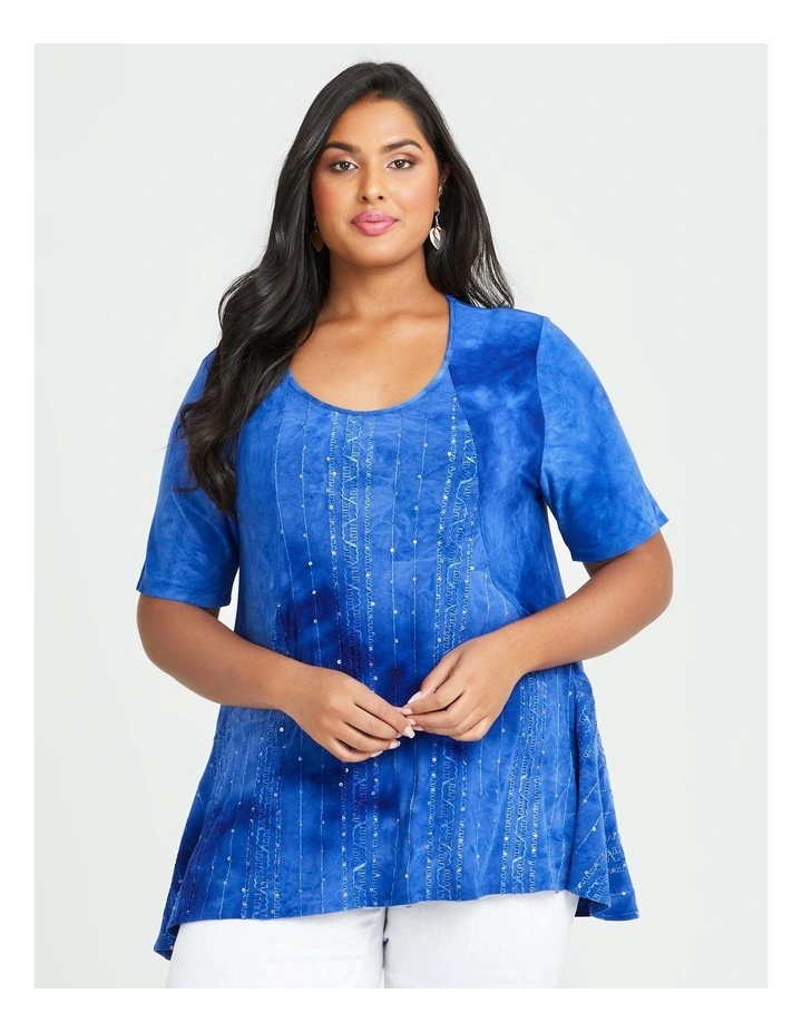 Taking Shape Sequin Peplum Top Cobalt | MYER