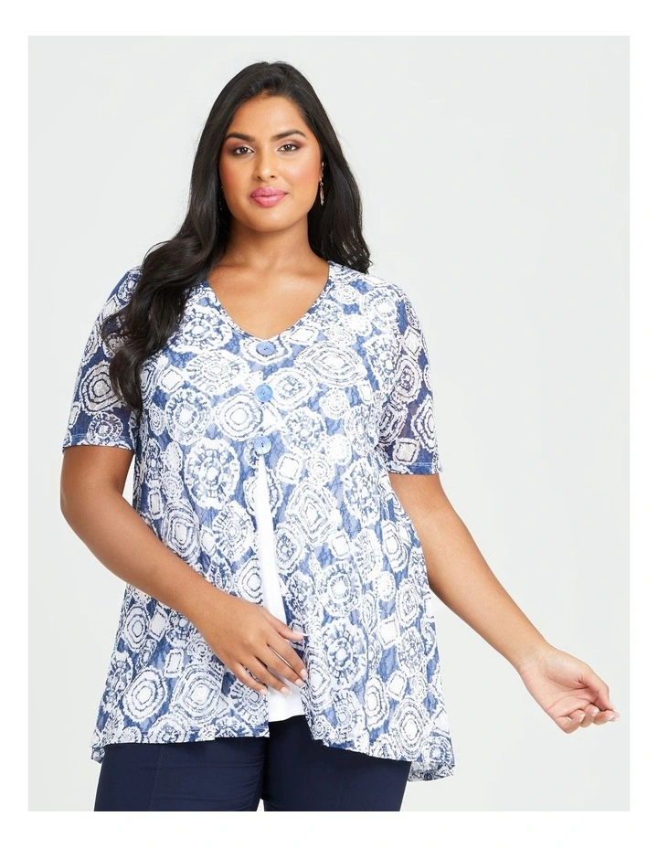 Taking Shape Lace Mesh Layer Top Print | MYER