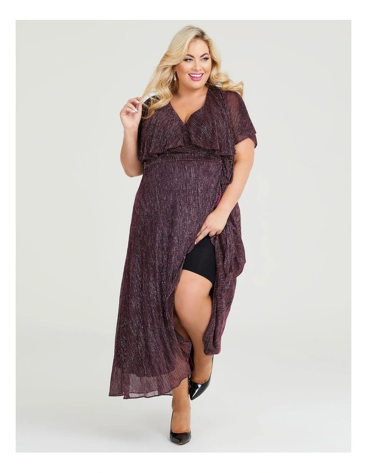 Taking Shape Livia Shimmer Wrap Maxi Dress Raspberry | MYER