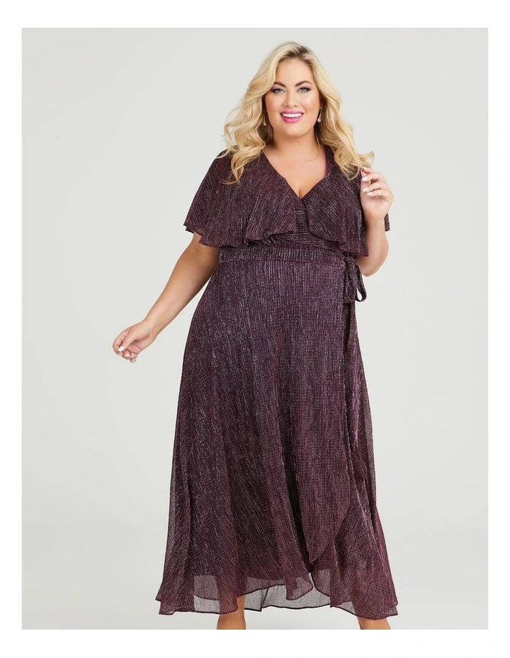 Taking Shape Livia Shimmer Wrap Maxi Dress Raspberry | MYER