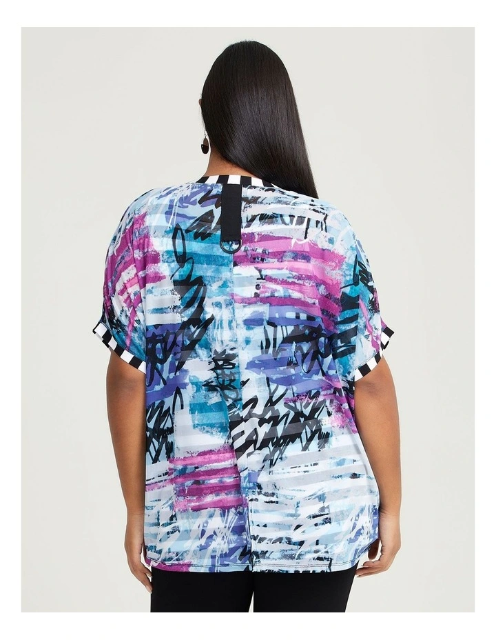 Taking Shape Mesh Mia Graffiti Top Print | MYER