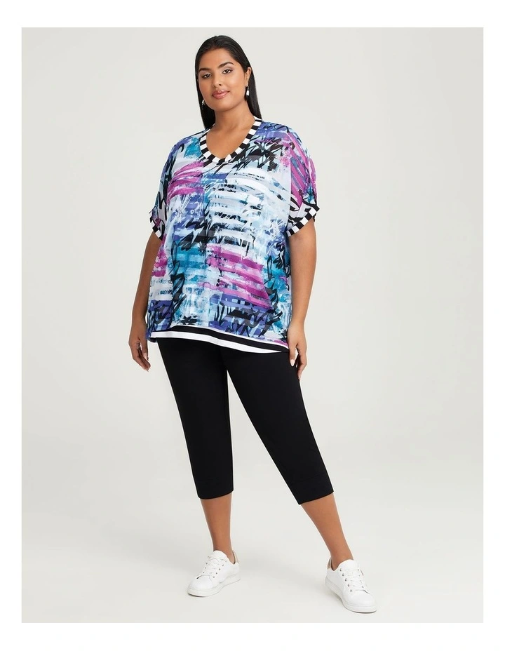 Taking Shape Mesh Mia Graffiti Top Print | MYER