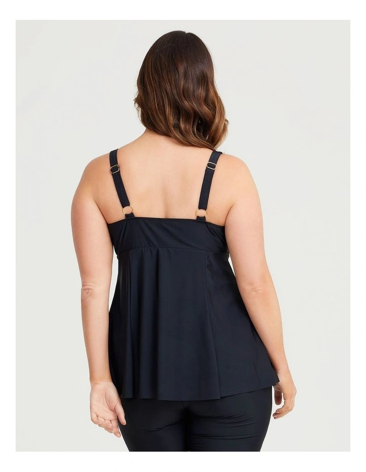 Taking Shape Twist Front Textured Tankini Black/white | MYER