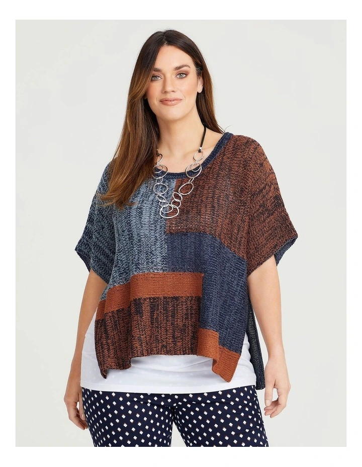 Taking Shape Colour Block Jumper Dark Indigo/henna | MYER