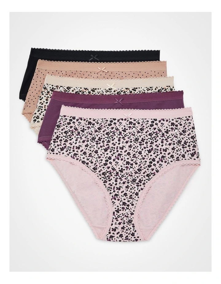 Taking Shape 5 Pack Cotton Tonal Ditsy Briefs Multi | MYER