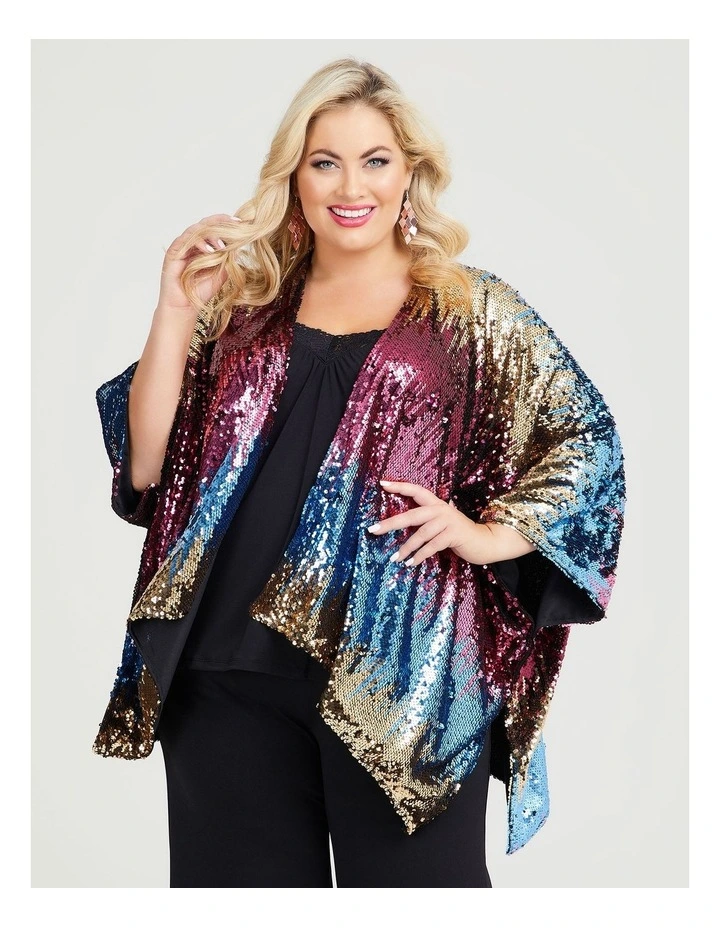 Taking Shape Sequin Evening Cape Multi | MYER
