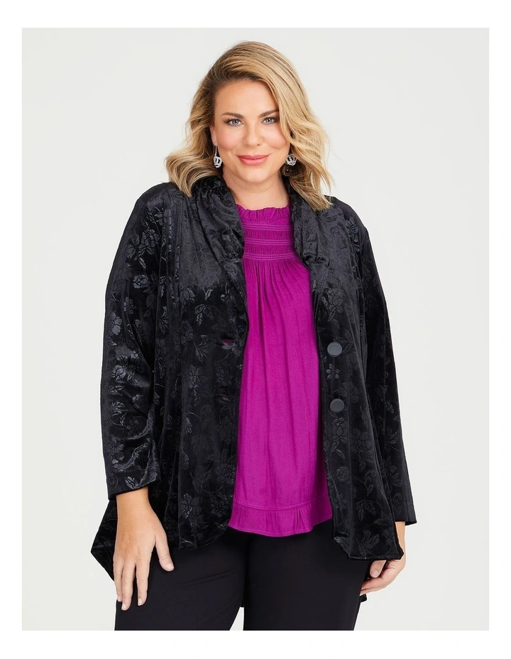 Taking Shape Embossed Velour Lily Cardigan in Black | MYER