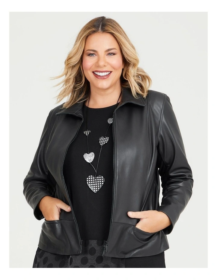 Taking Shape Leather Harper Jacket Black | MYER