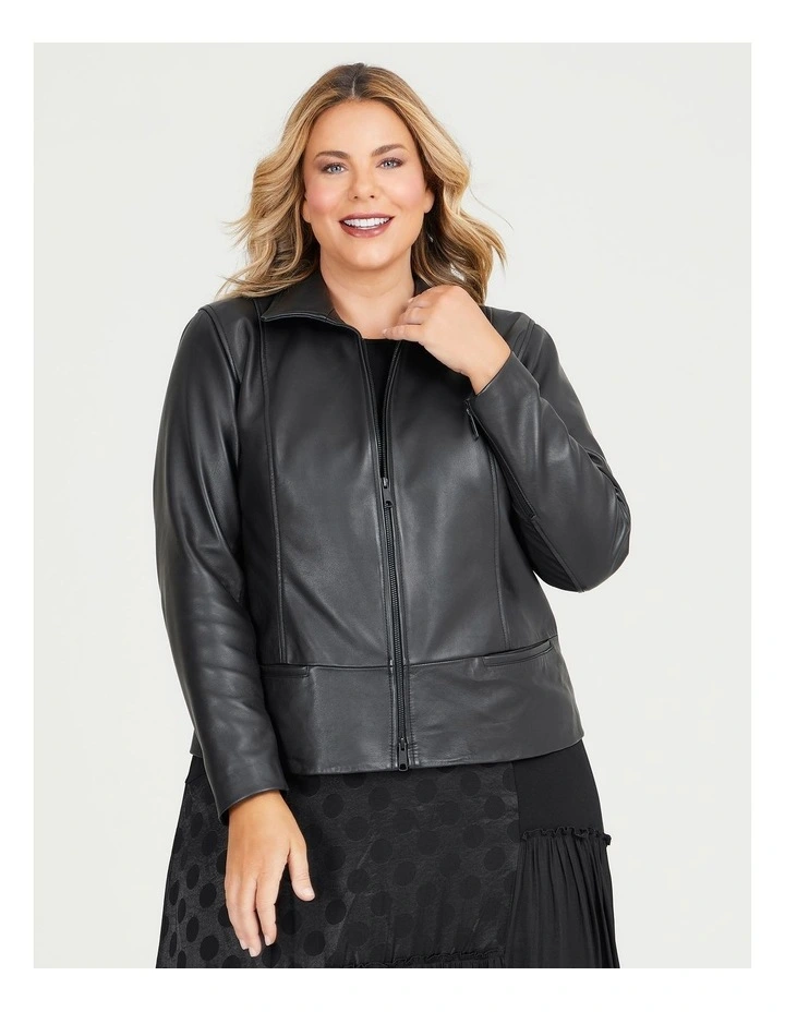 Taking Shape Leather Harper Jacket Black | MYER