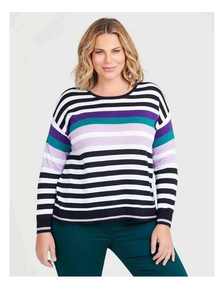 Taking Shape Natural Multi Stripe Jumper Navy/multi | MYER