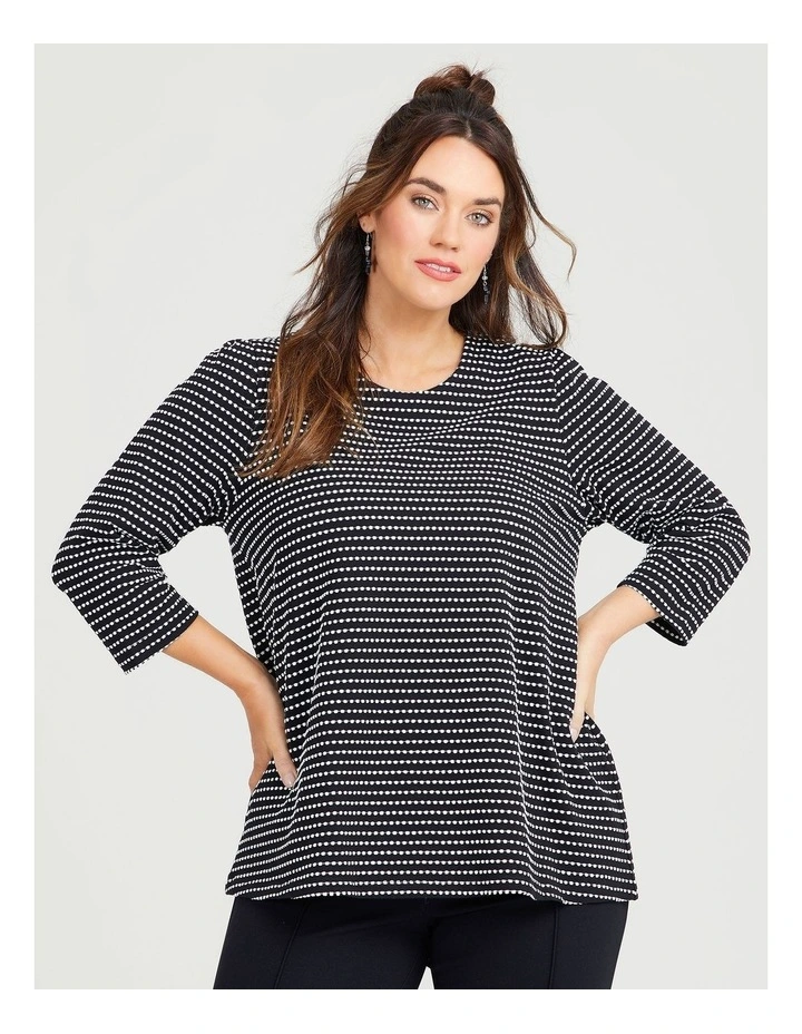 Taking Shape Cotton Dot Ticking Top in Black Multi | MYER