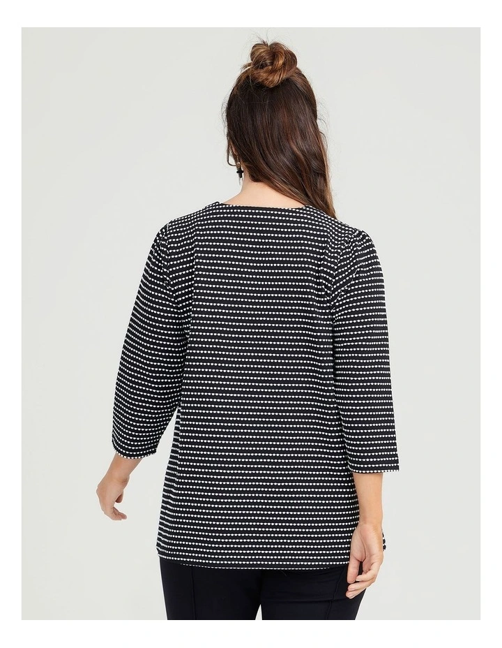 Taking Shape Cotton Dot Ticking Top in Black Multi | MYER