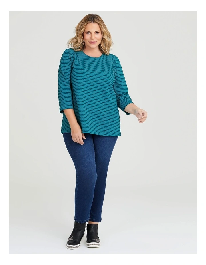 Taking Shape Cotton Dot Ticking Top in Blue | MYER