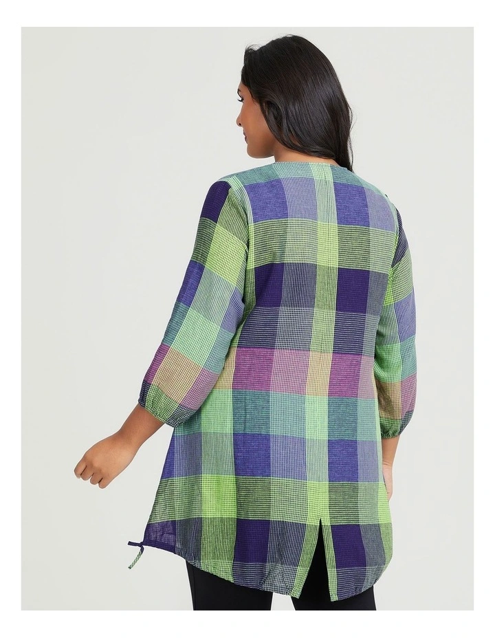 Taking Shape Linen Blend Florence Check Tunic Check | MYER