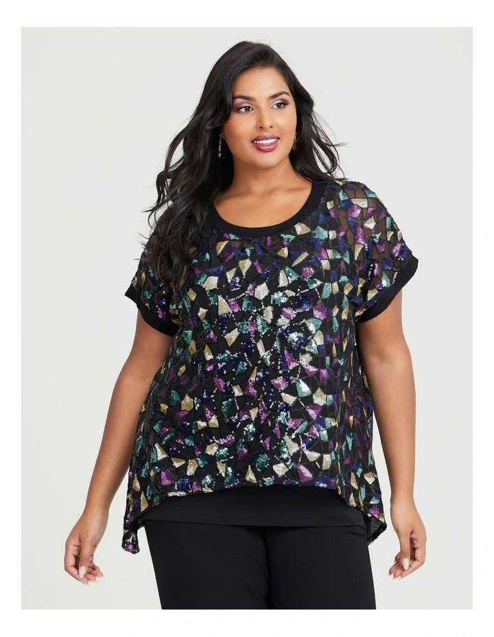 Taking Shape Mesh Sequins Skylark Top Black/multi | MYER