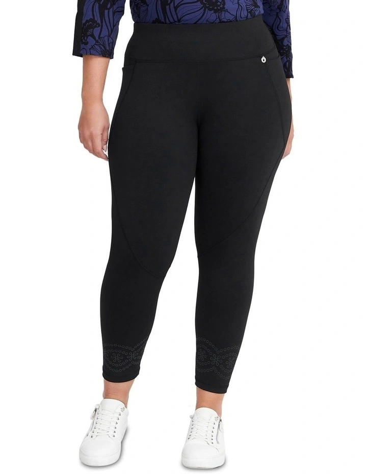 Taking Shape Active Lace Print Legging in Black | MYER