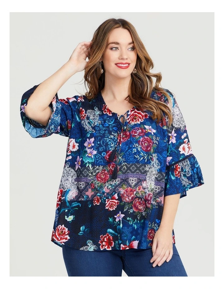 Taking Shape Natural Floral Boho Top in Multi | MYER