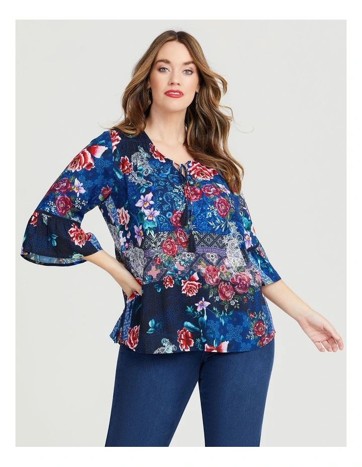 Taking Shape Natural Floral Boho Top in Multi | MYER