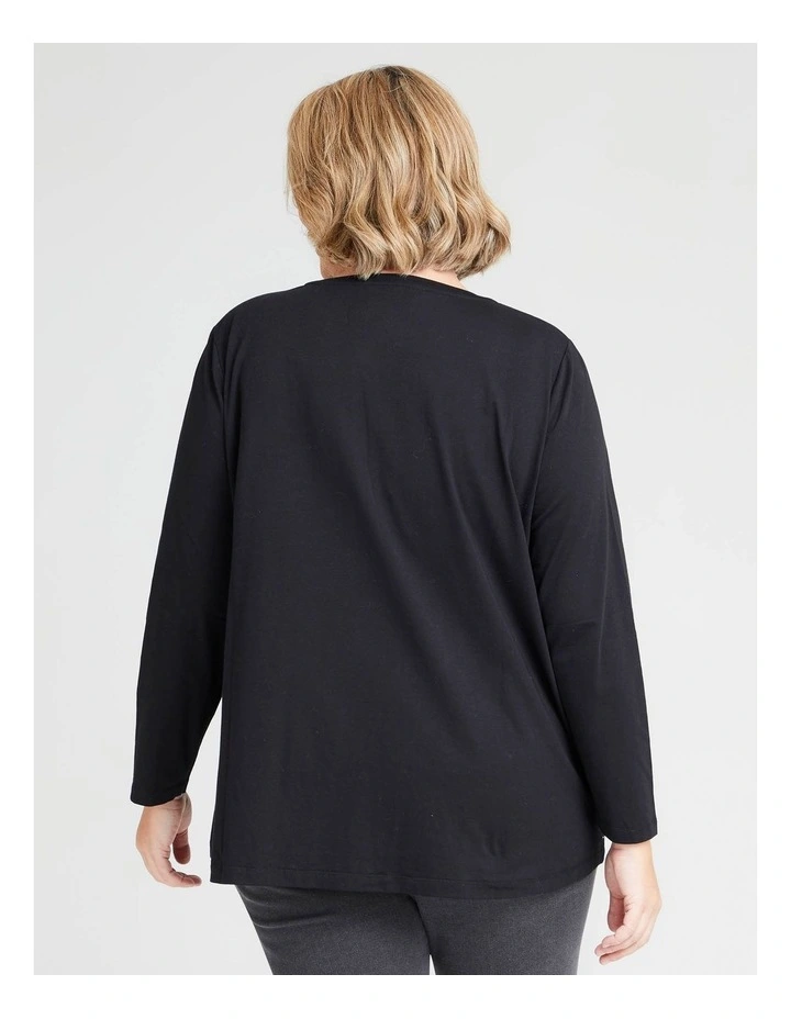 Taking Shape Organic Long Sleeve Basic Top Black | MYER