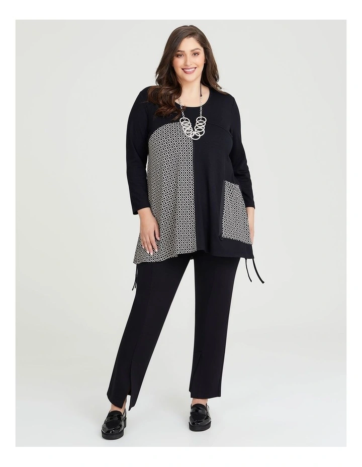 Taking Shape Mischa Natural Ponte Tunic Black/ecru | MYER