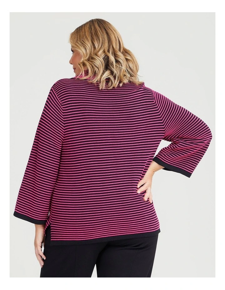 Taking Shape Skyline Stripe Jumper Black/hot Pink | MYER