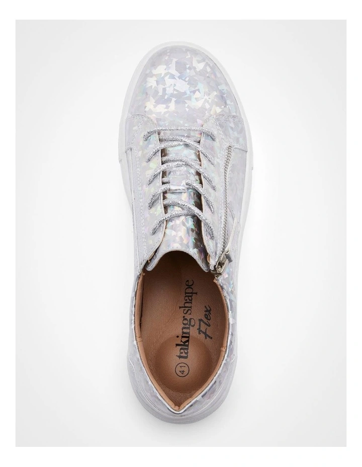 Taking Shape Hologram Side Zip Sneaker in Silver | MYER