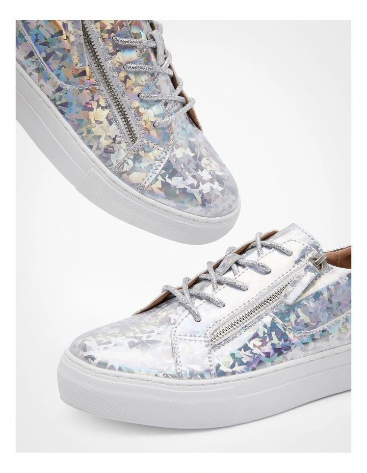 Taking Shape Hologram Side Zip Sneaker in Silver | MYER