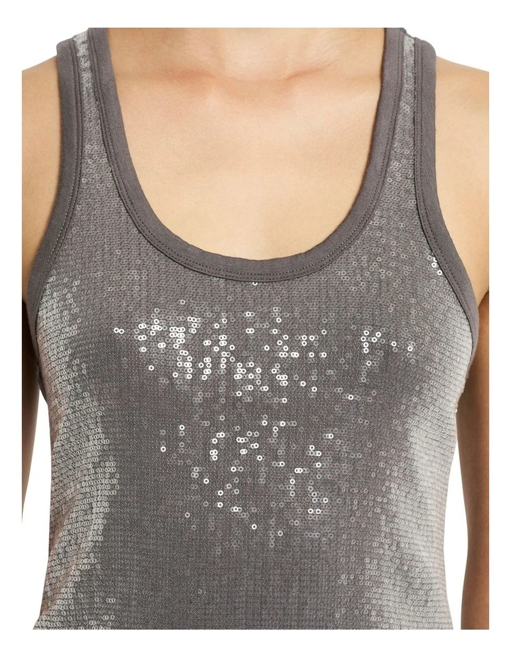 Sass & Bide Sequin Sparkle Jersey Tank in Smokey Quartz | MYER