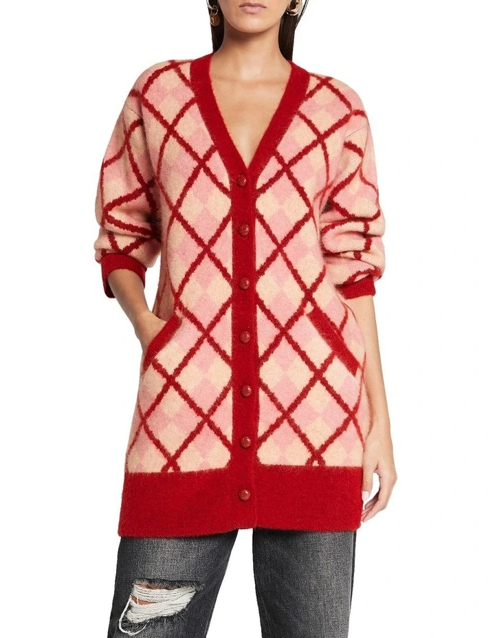 Sass & Bide Bye Bye Baby Soft Argyle Knit Cardigan Pink | MYER