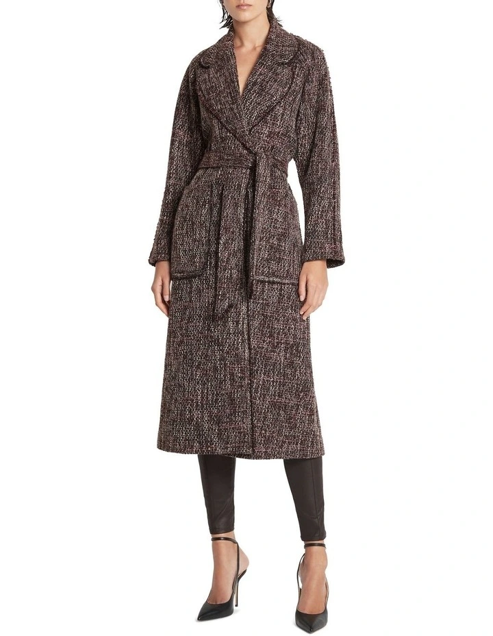 Sass & Bide Jewel Of The Nile Wrap Coat in Brown Tweed | MYER