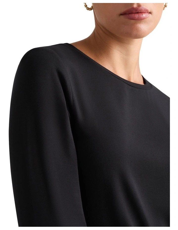 David Lawrence Betsy Long Sleeve Bamboo Top in Black | MYER