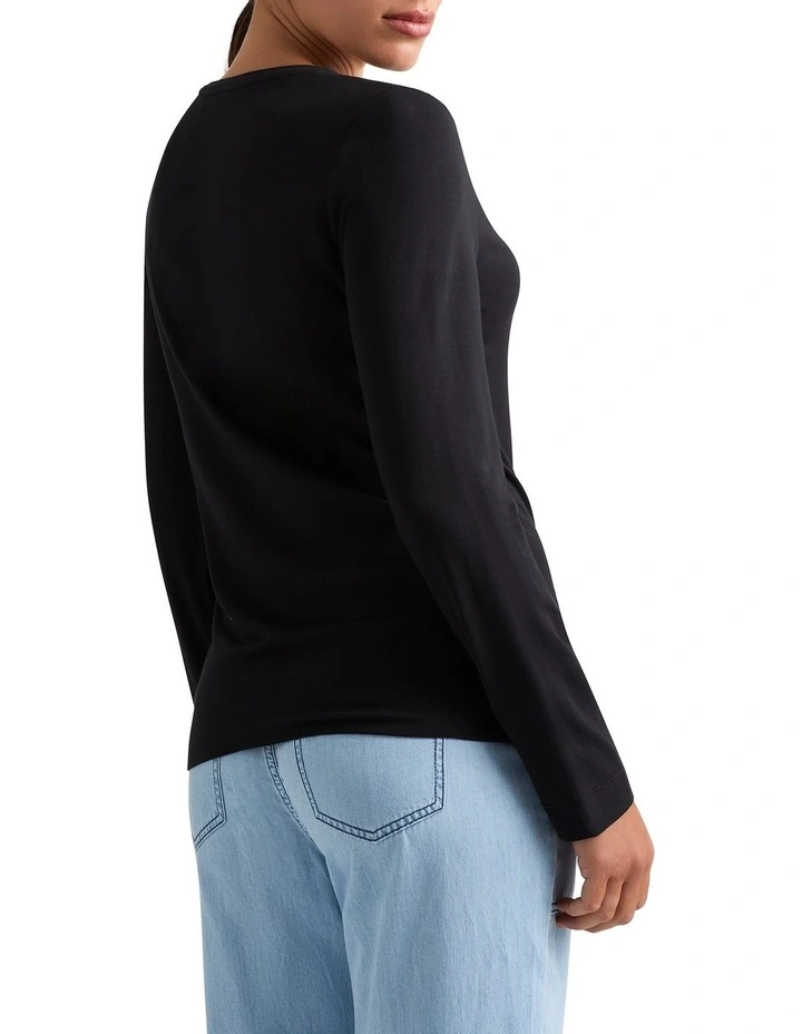 David Lawrence Betsy Long Sleeve Bamboo Top In Black | MYER