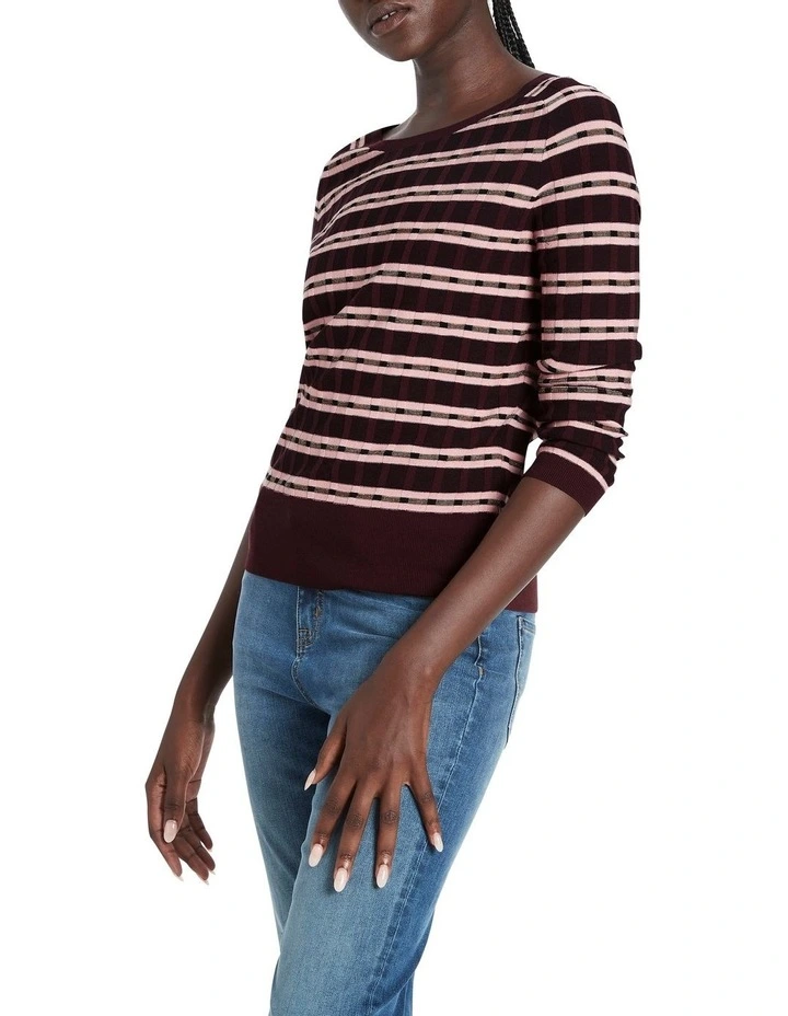 David Lawrence Freda Jacquard Knit Blackberry | MYER