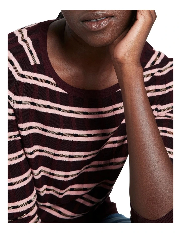 David Lawrence Freda Jacquard Knit Blackberry | MYER