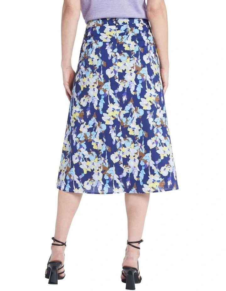David Lawrence Nari Cotton Skirt in Navy Multi | MYER
