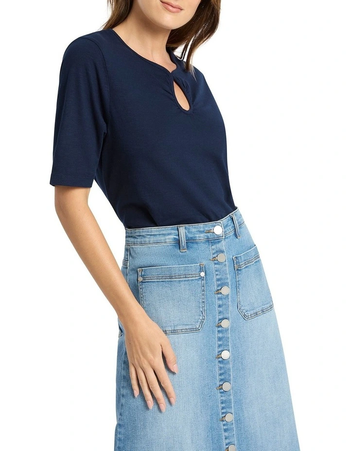 David Lawrence Merille Cotton Slub Tee in Midnight | MYER