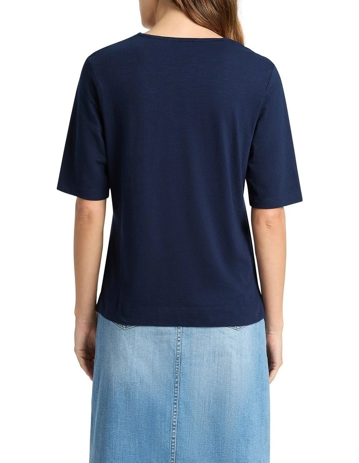 David Lawrence Merille Cotton Slub Tee in Midnight | MYER