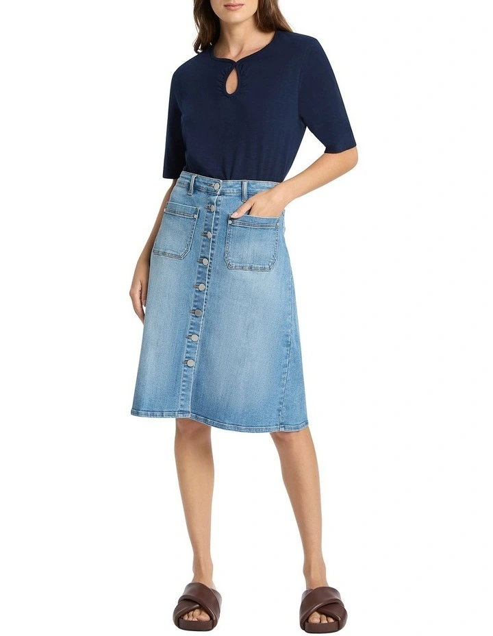 David Lawrence Merille Cotton Slub Tee in Midnight | MYER