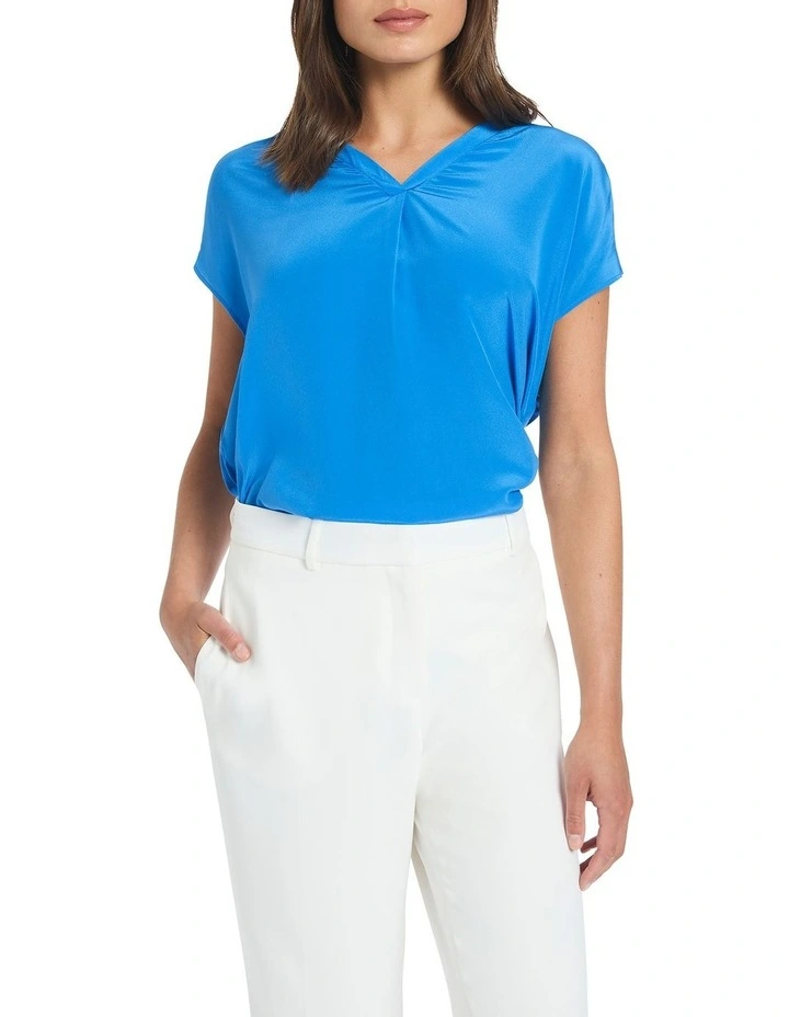 David Lawrence Lua Silk Mix Tee in Blue | MYER