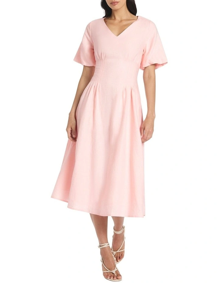 David Lawrence Dione Linen Dress in Pink | MYER