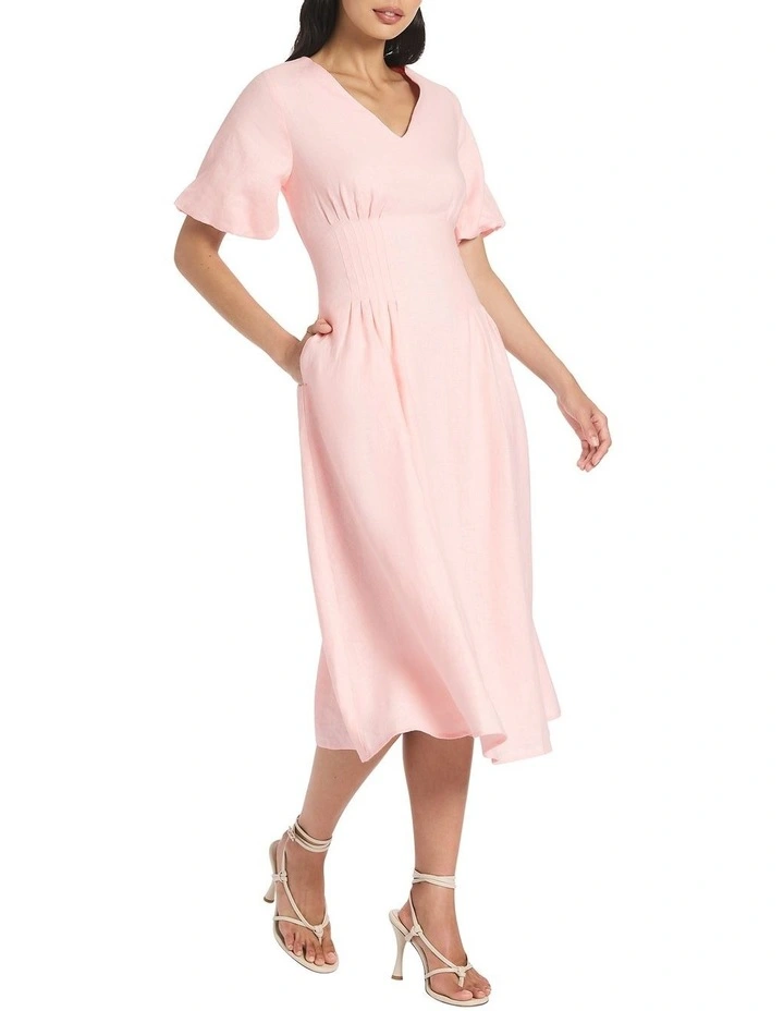 David Lawrence Dione Linen Dress in Pink | MYER