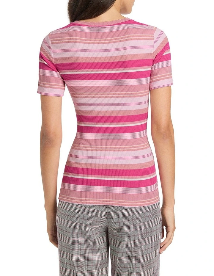 David Lawrence Tinsley Stripe Tee in Pink Multi | MYER