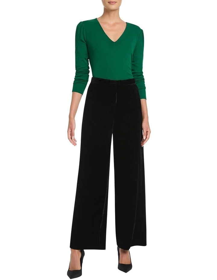 David Lawrence Charis Velvet Wide Leg Pant in Black | MYER