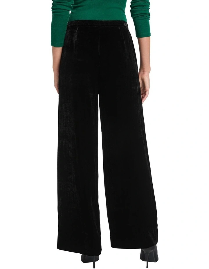 David Lawrence Charis Velvet Wide Leg Pant in Black | MYER